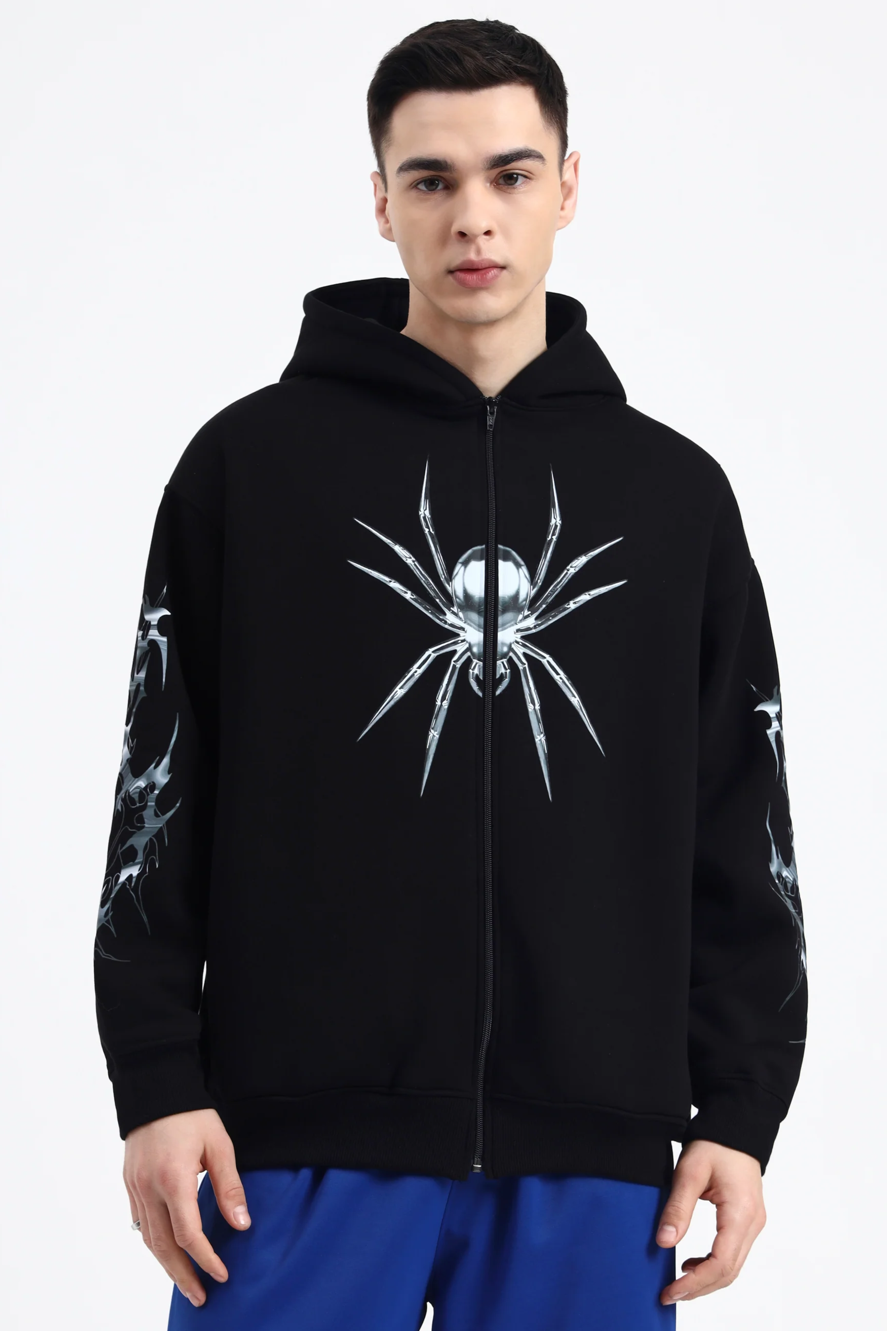 Chrome Spider Unisex Oversized Zipper Hoodie – XtremeX